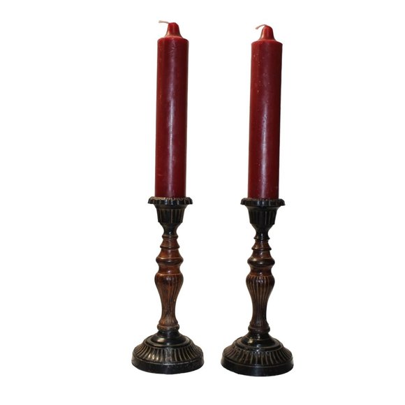 Unbranded | Accents | Pair Candlesticks Traditional Style Brown Wood ...
